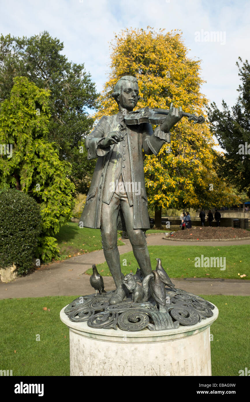 Young Mozart Statue in Parade Gardens at Bath Stock Photo - Alamy