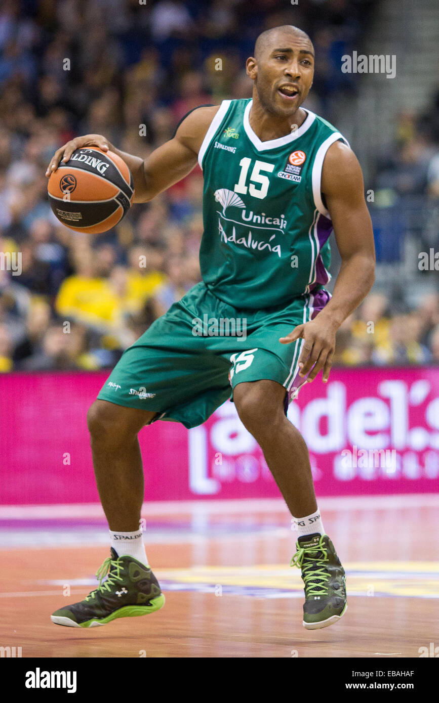 Berlin, Germany. 27th Nov, 2014. Malaga's Jayson Granger in action ...