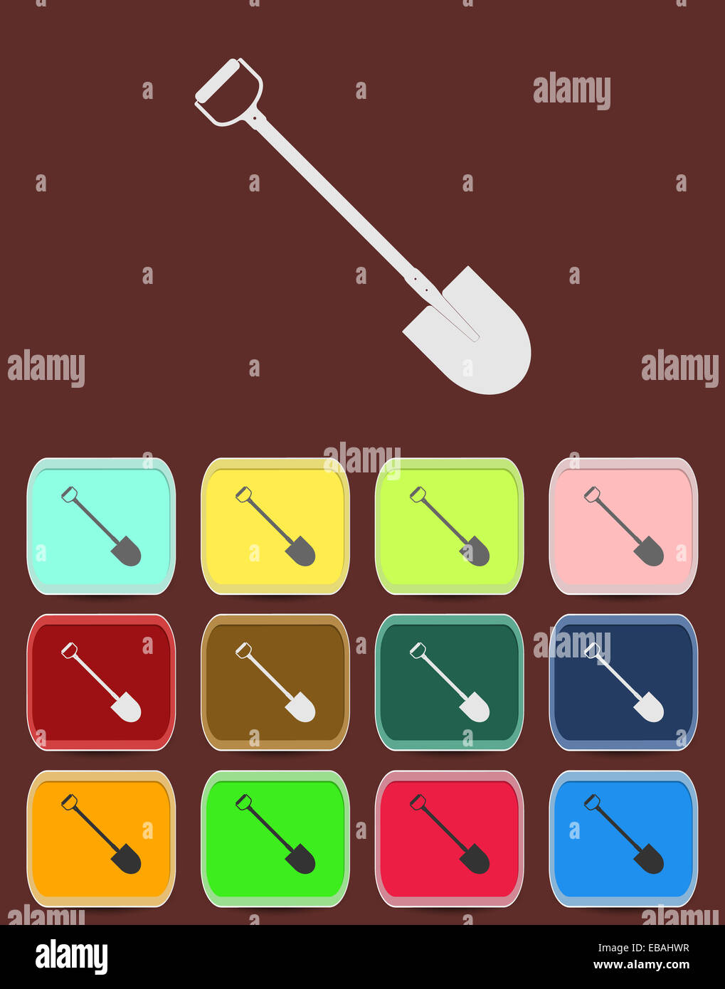 Shovel - Vector icon with color variations Stock Photo - Alamy