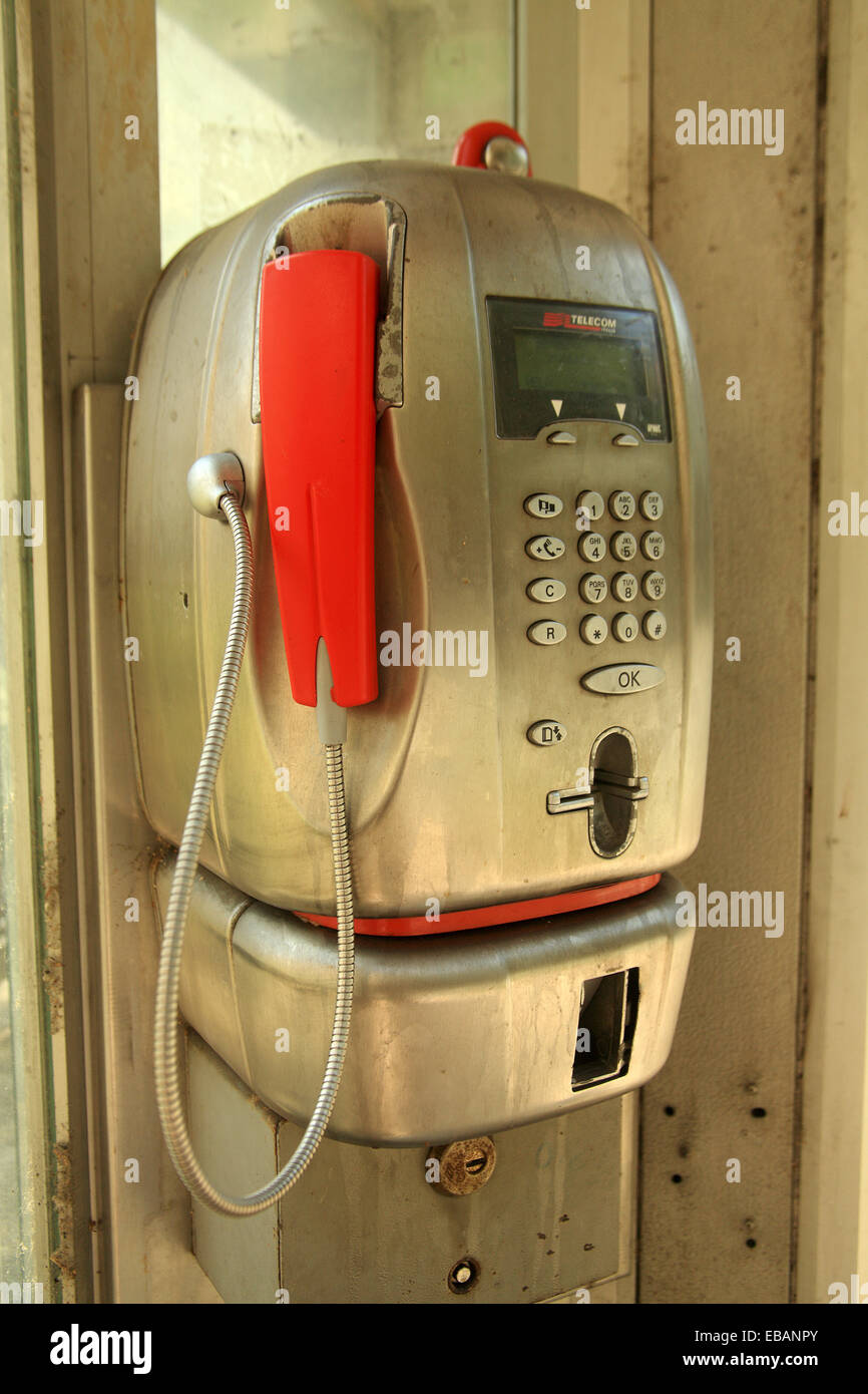 telephone booth in Aosta. Italy Stock Photo - Alamy