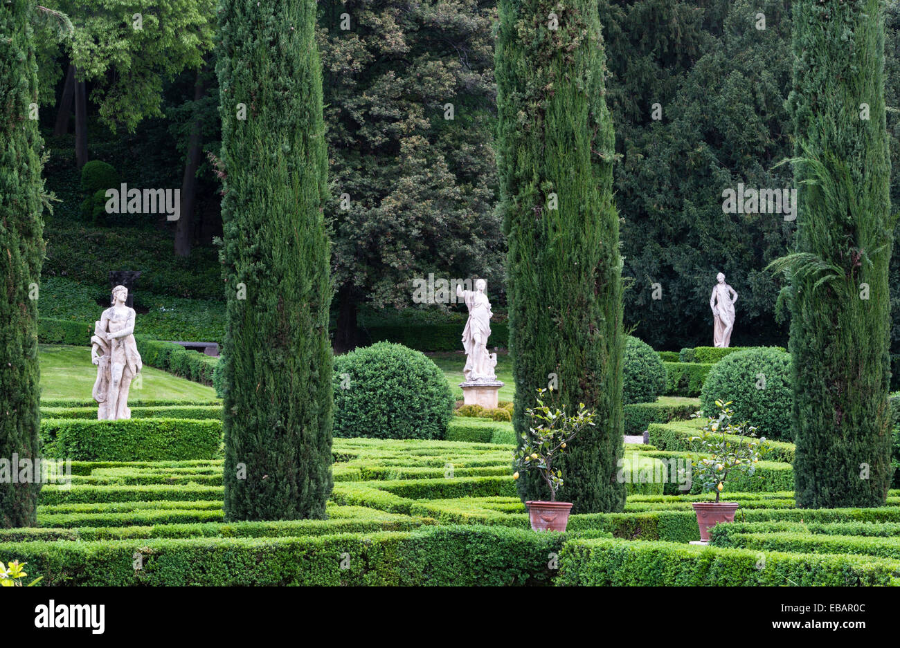 In the formal Renaissance gardens of the Giardino Giusti, Verona, Italy ...