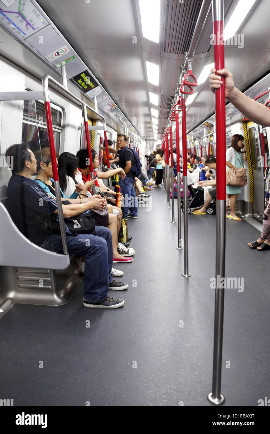 Inside a MTR train, Hong Kong, China, East Asia Stock Photo - Alamy