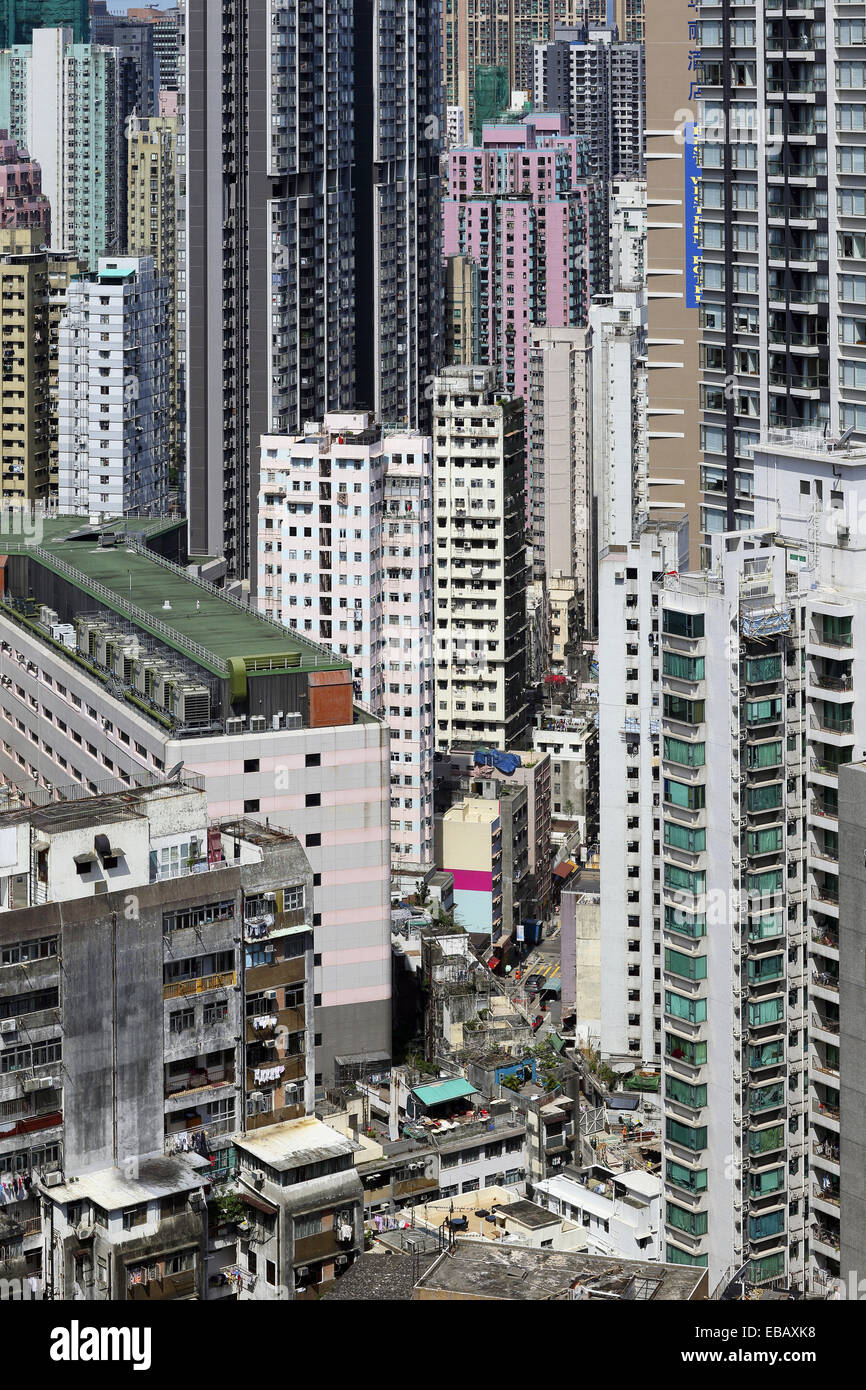 Aerial view of buildings Central Hong Kong China East Asia Stock Photo ...