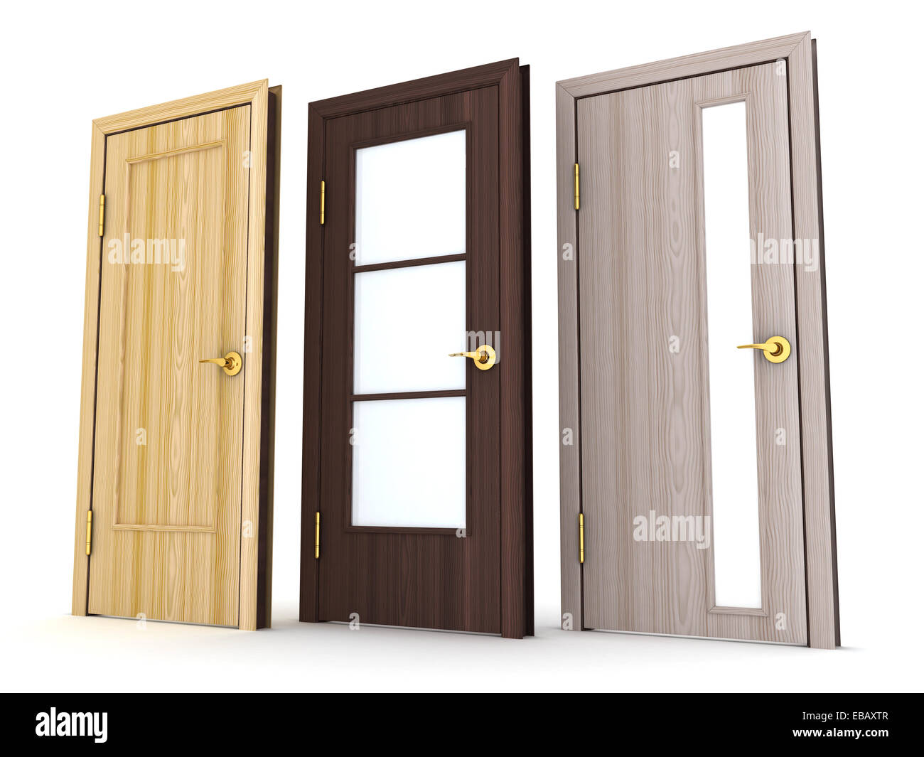 Three doors on white background (done in 3d Stock Photo - Alamy