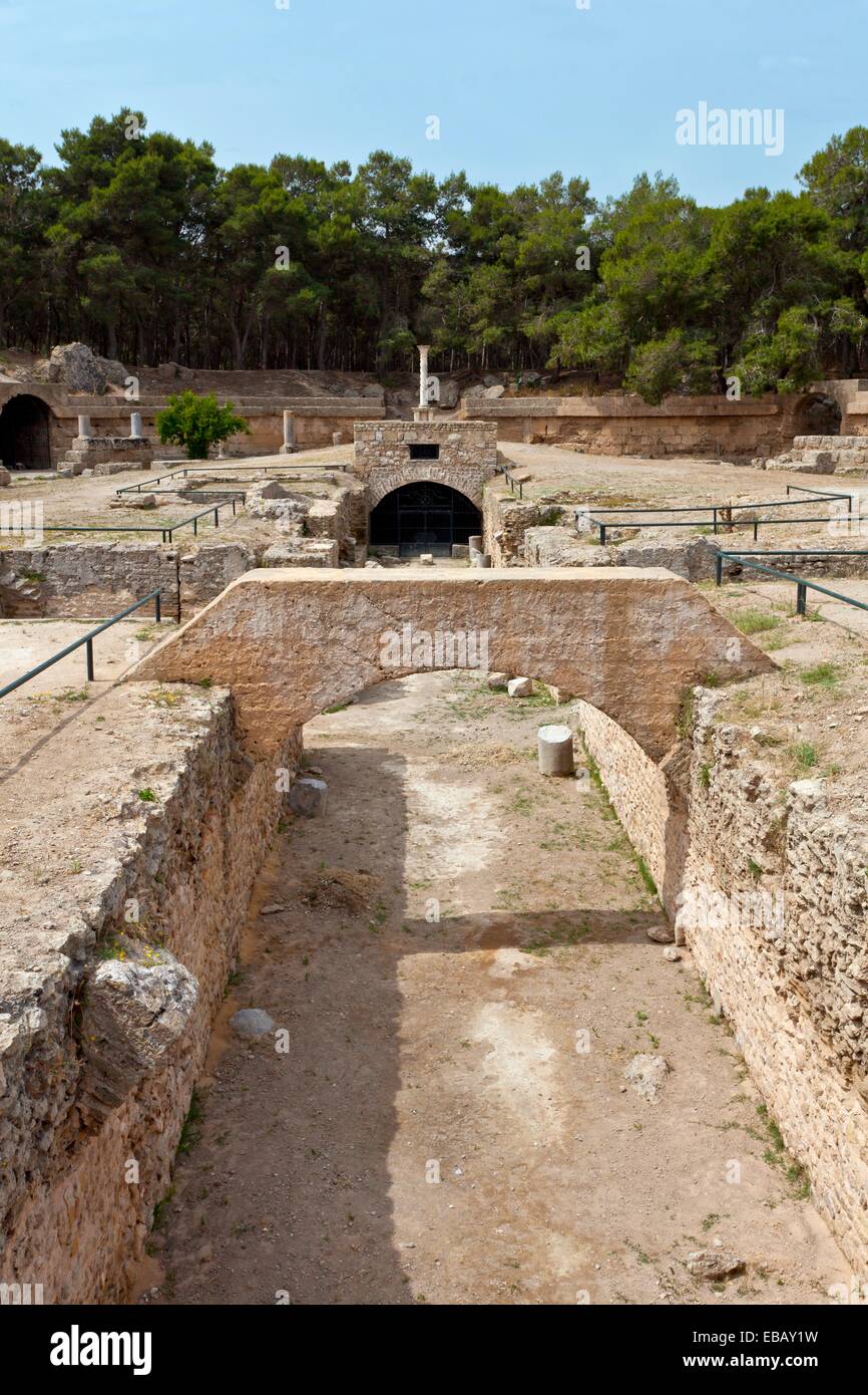 The Roman Amphitheater in the ruins of Carthage near Tunis, Tunisia ...