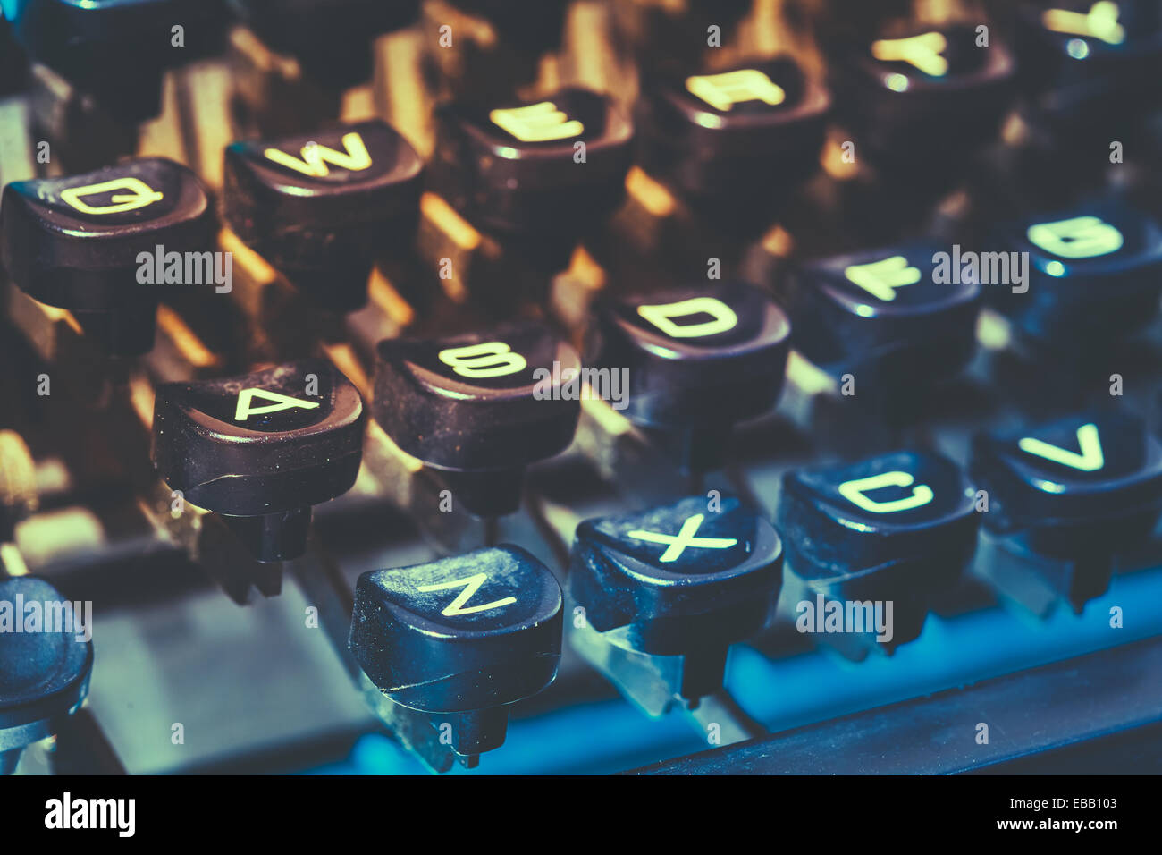 Close Up Toned Photo Of Antique Typewriter Keys. Old Manual Retro Keys ...