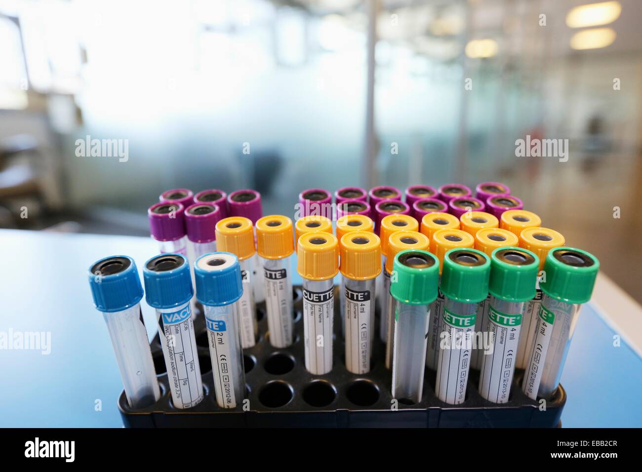 sample tubes of blood, Boxes chemotherapy, Onkologikoa Hospital ...
