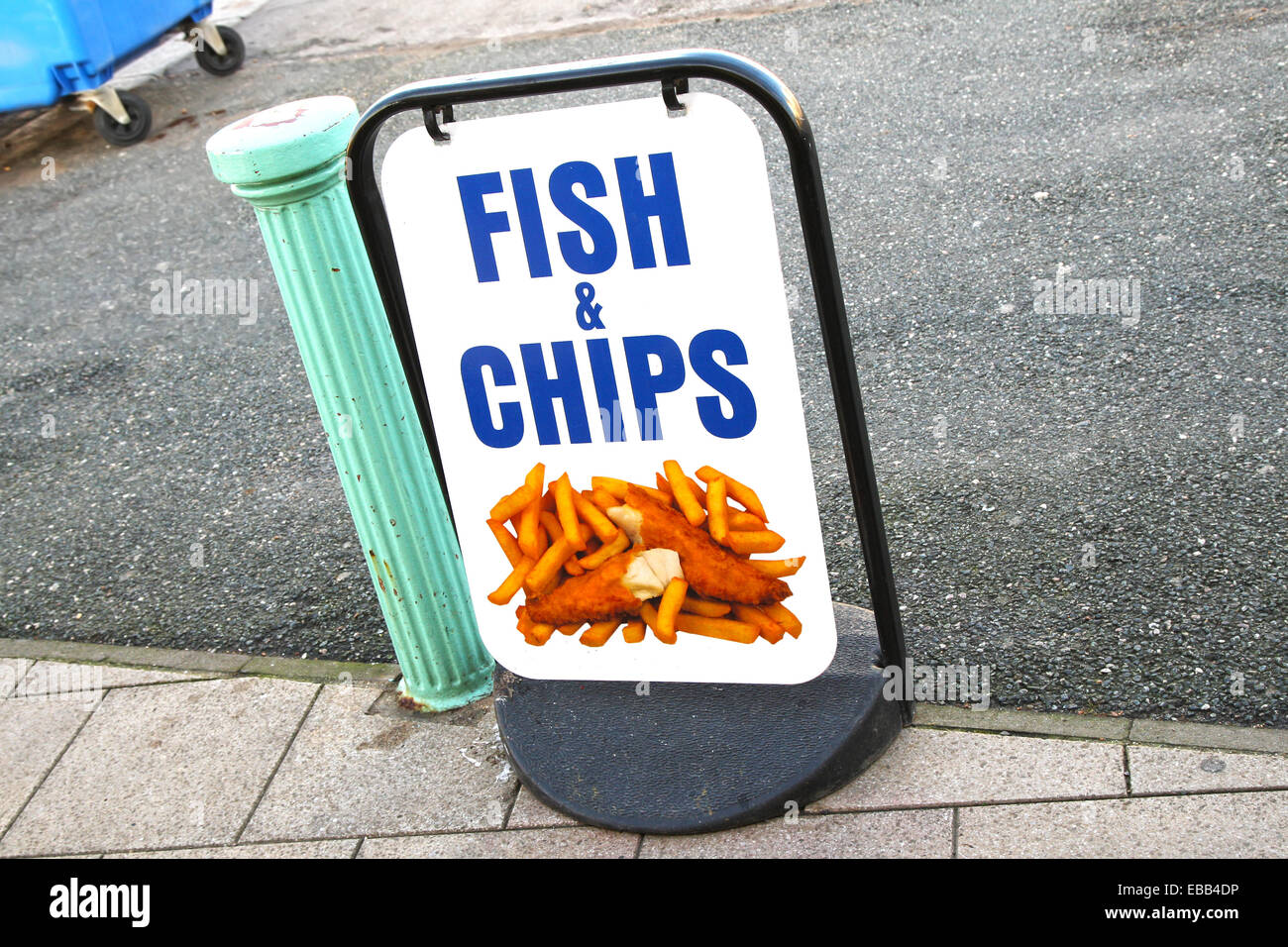 British fish and chip shop sign Stock Photo - Alamy