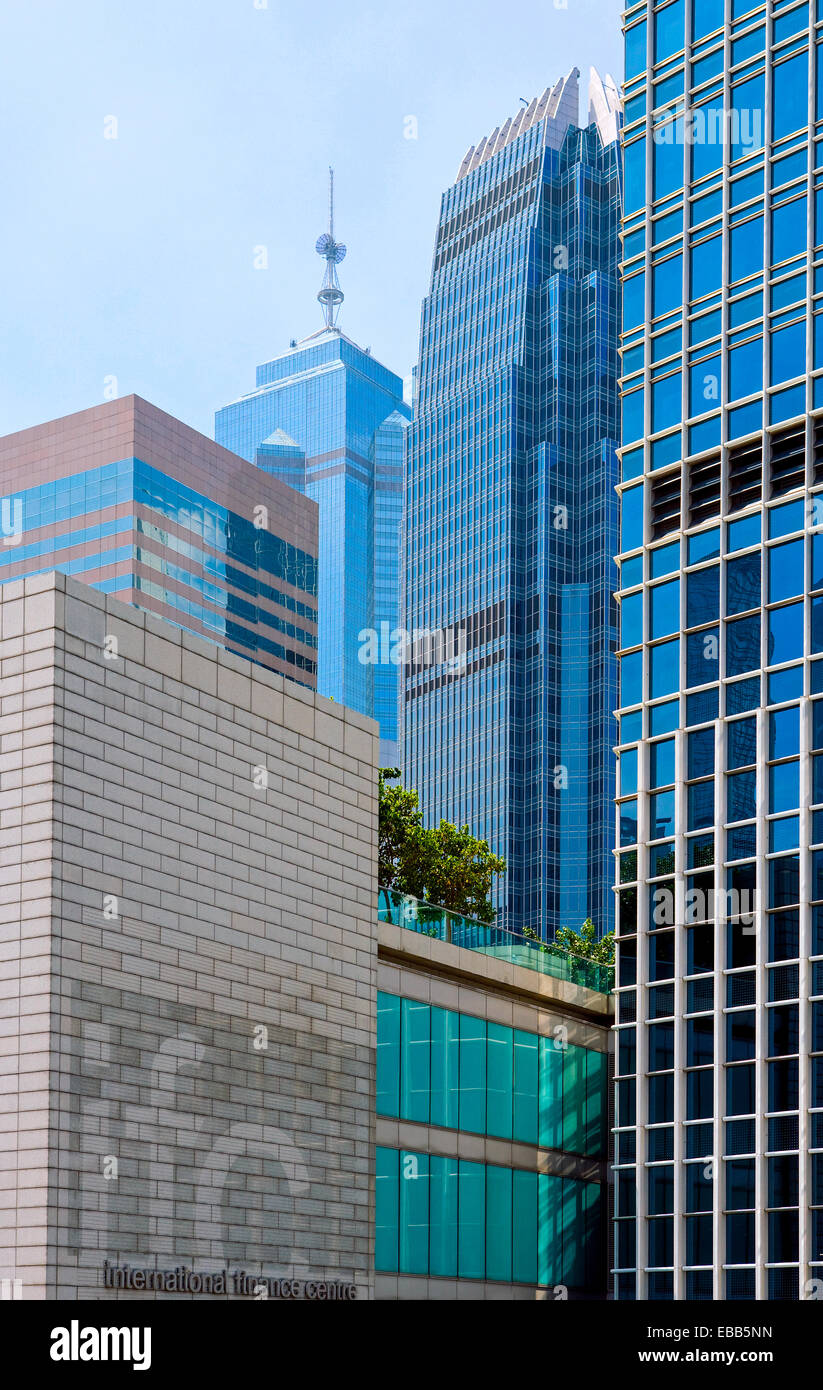 Hong Kong, the buildings of Exchange Square in the new city center ...