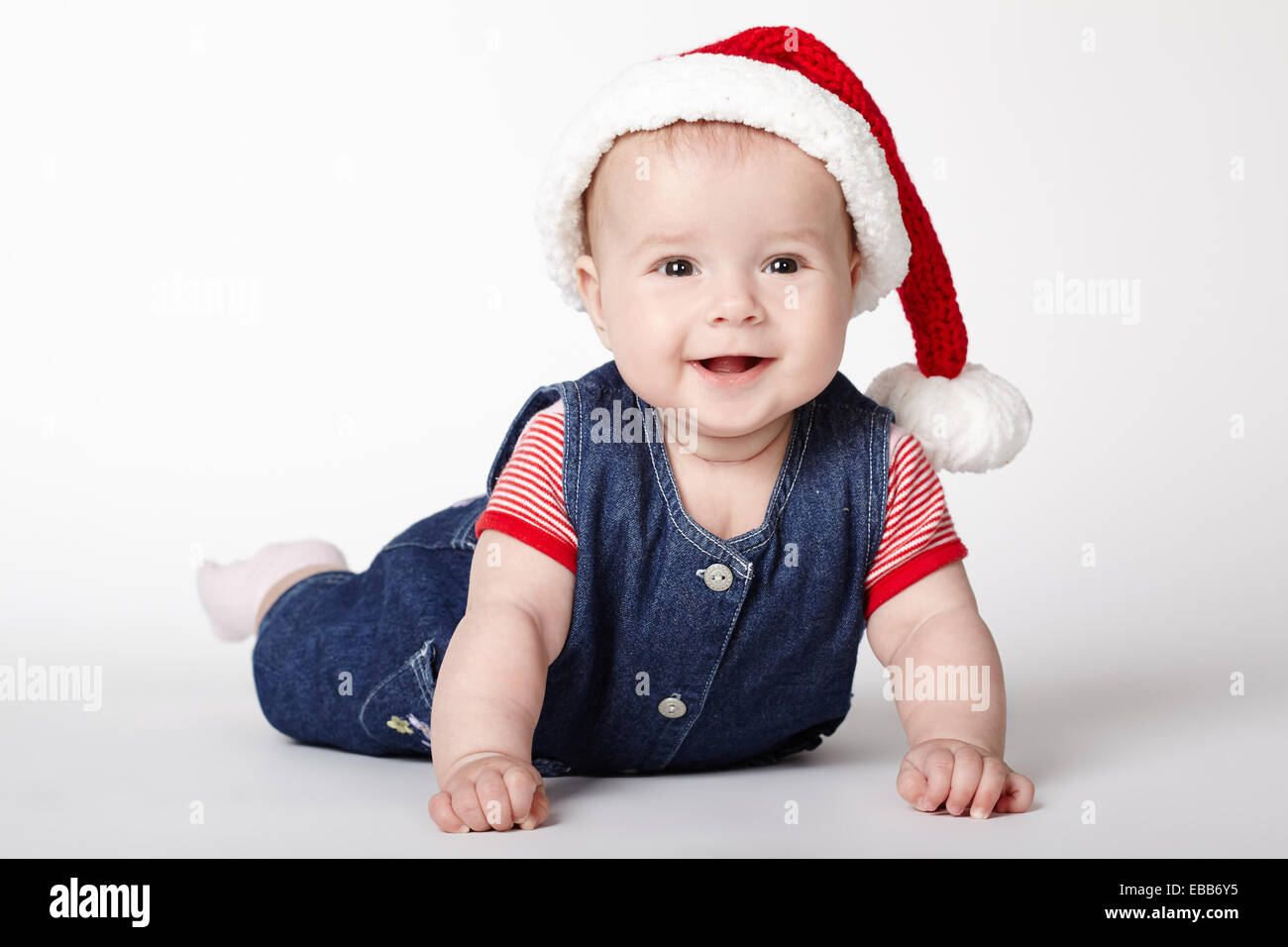 little cute santa portrait on white Stock Photo - Alamy