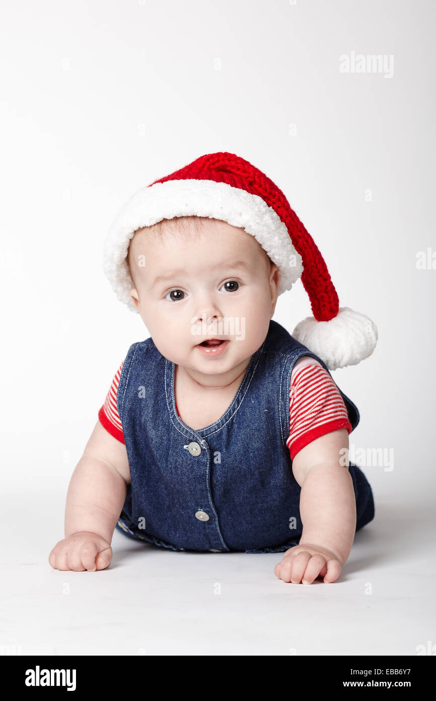 little cute santa portrait on white Stock Photo - Alamy