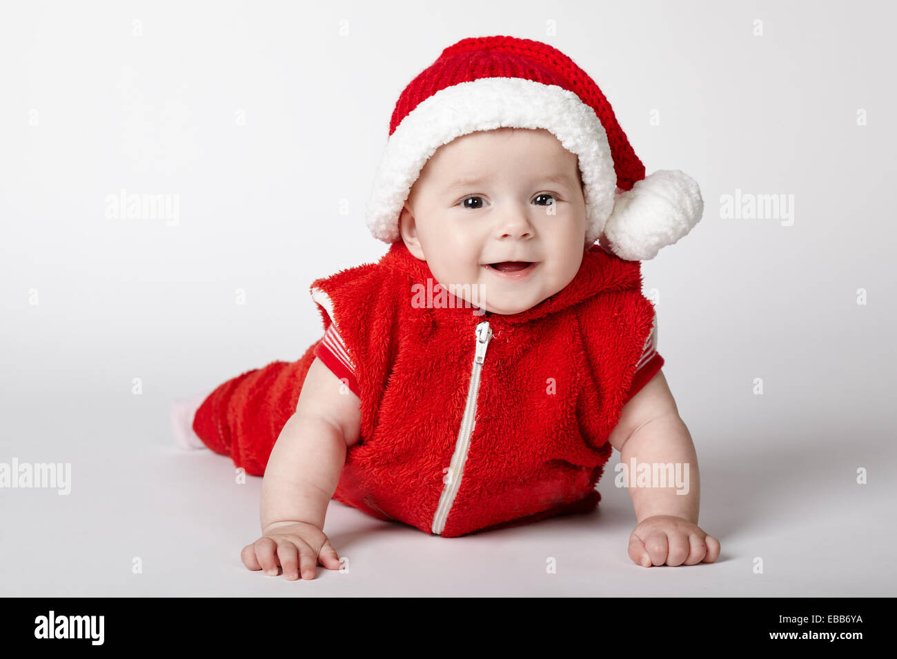 little cute santa portrait on white Stock Photo - Alamy