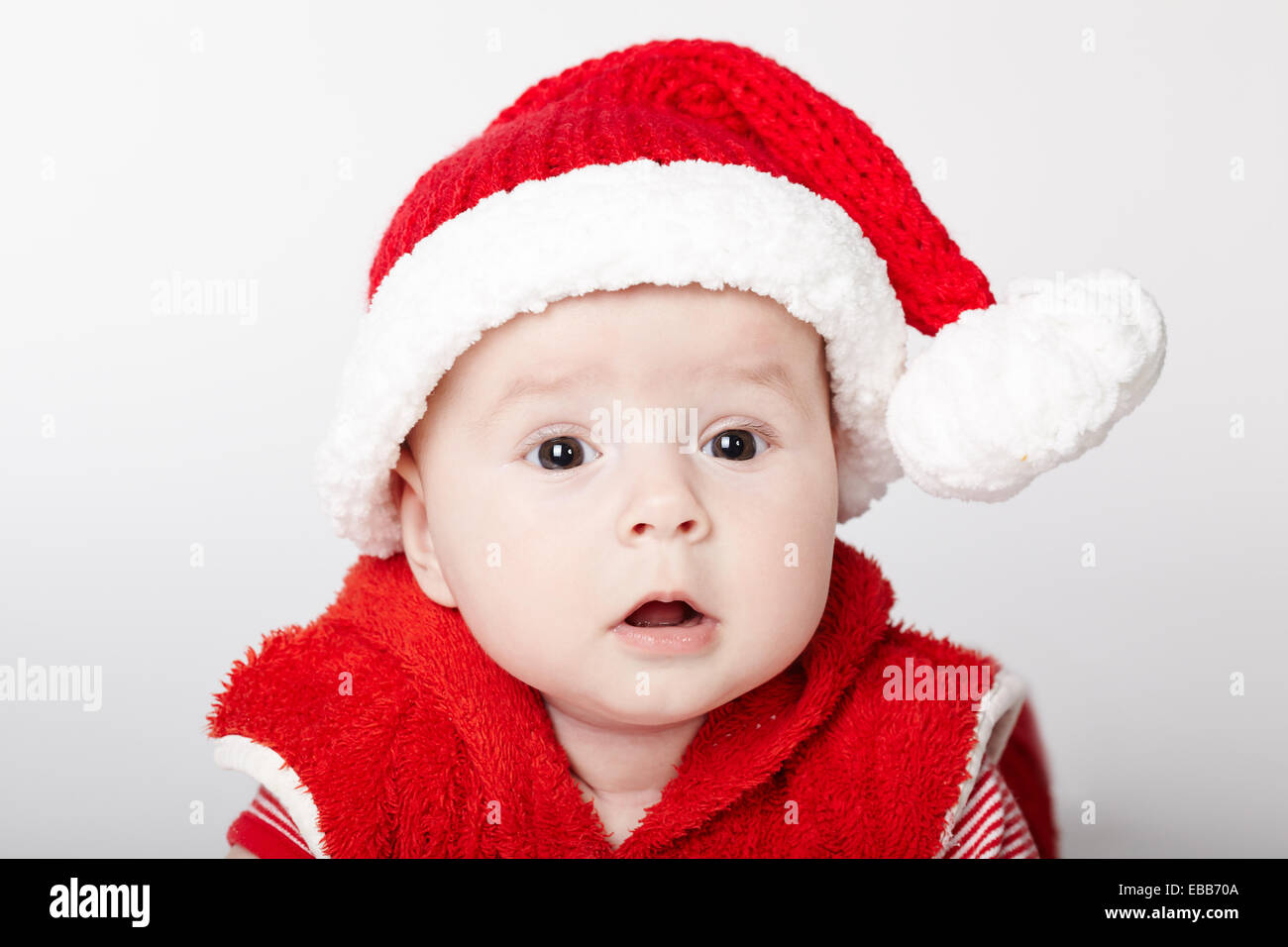 little cute santa portrait on white Stock Photo - Alamy
