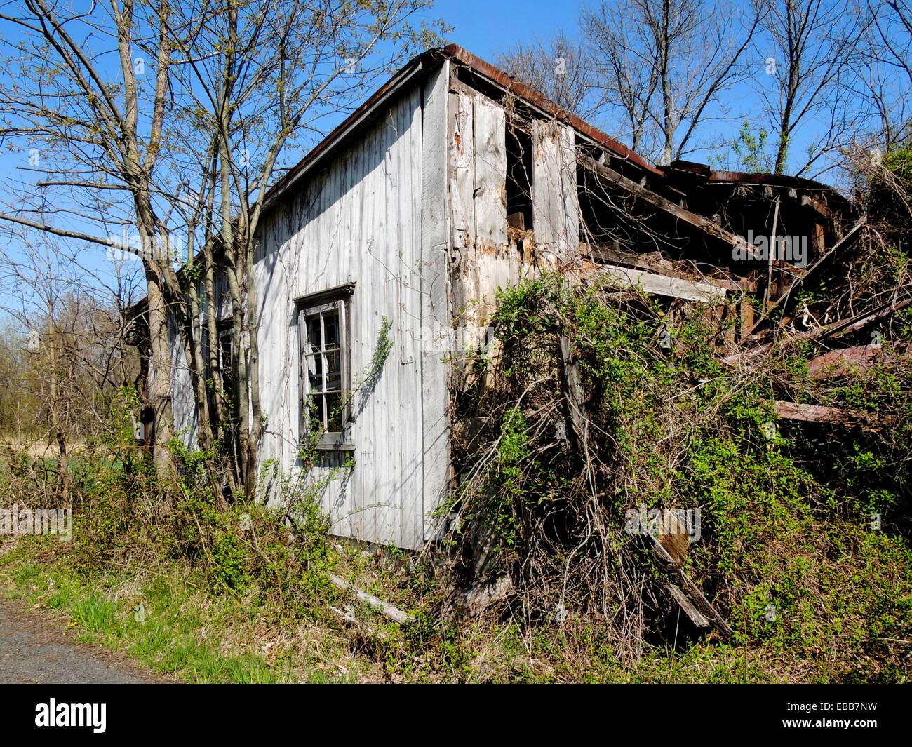 A wrecked building is slowly being reclaimed by nature, Pennsylvania ...