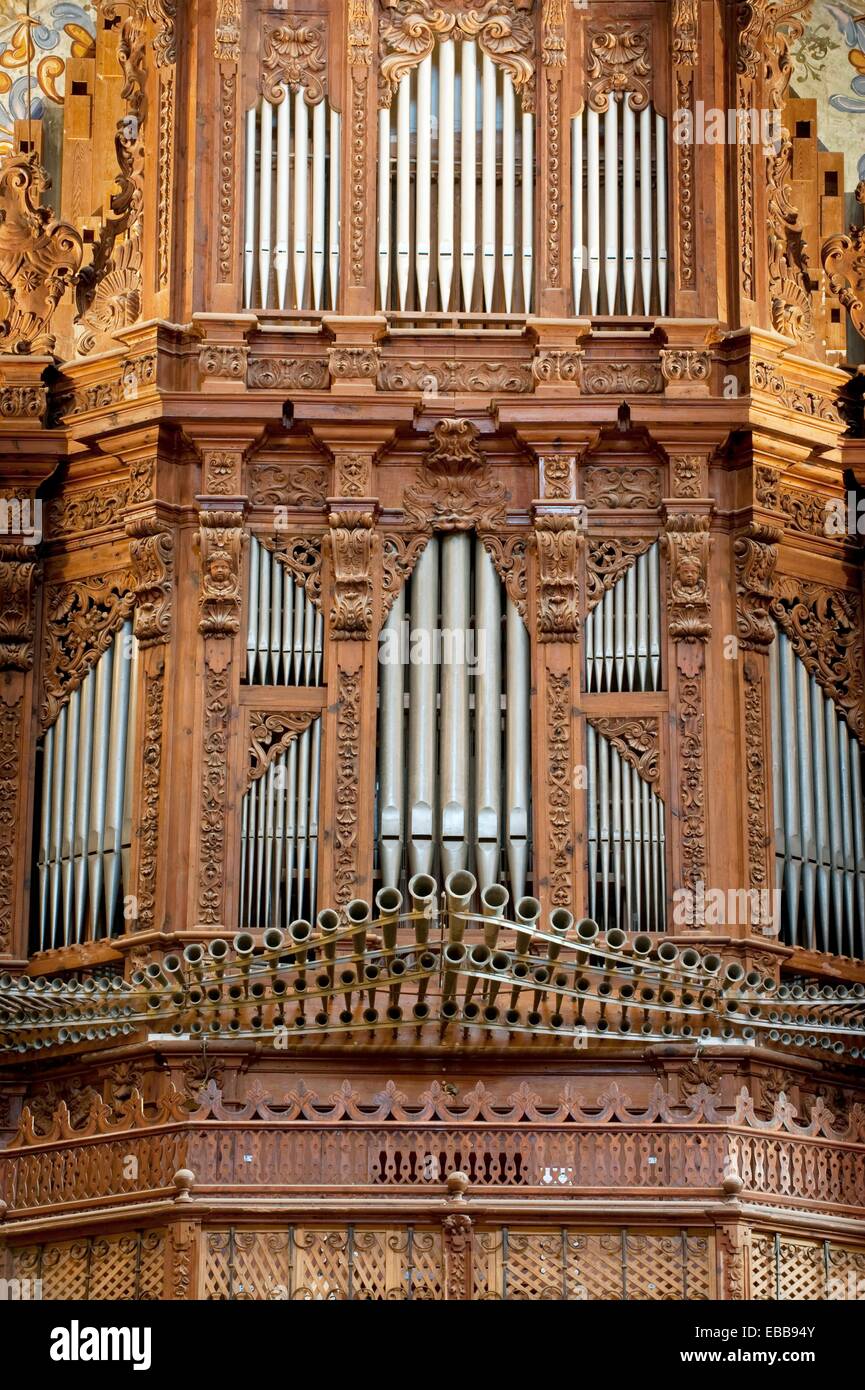 Pipe organ detail, Santo Domingo church, Orihuela Alicante province ...