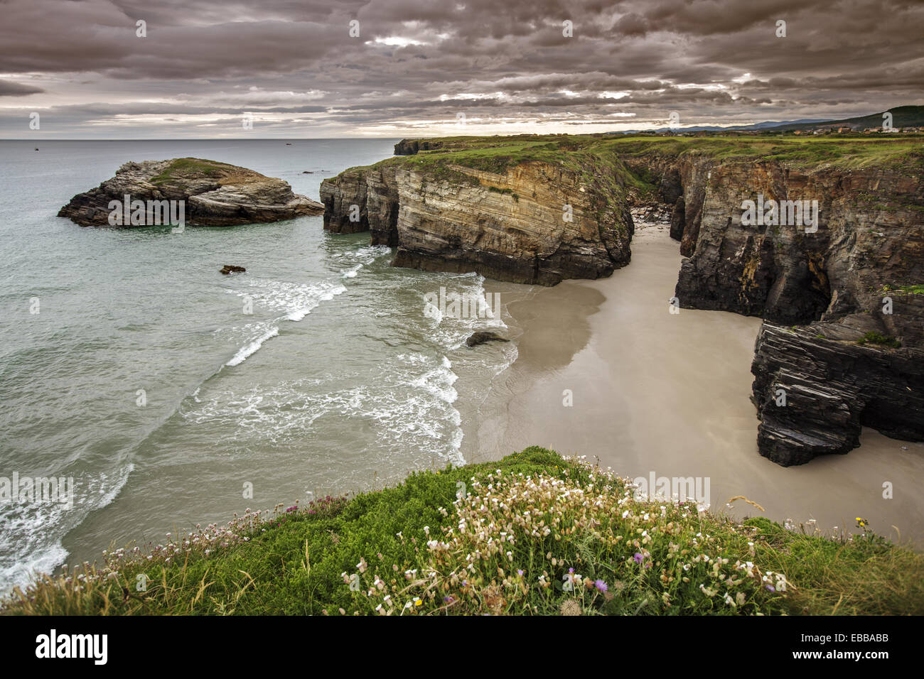 Nature landscape, Las Catedrales beach, Ribadeo, Lugo province, Galicia ...