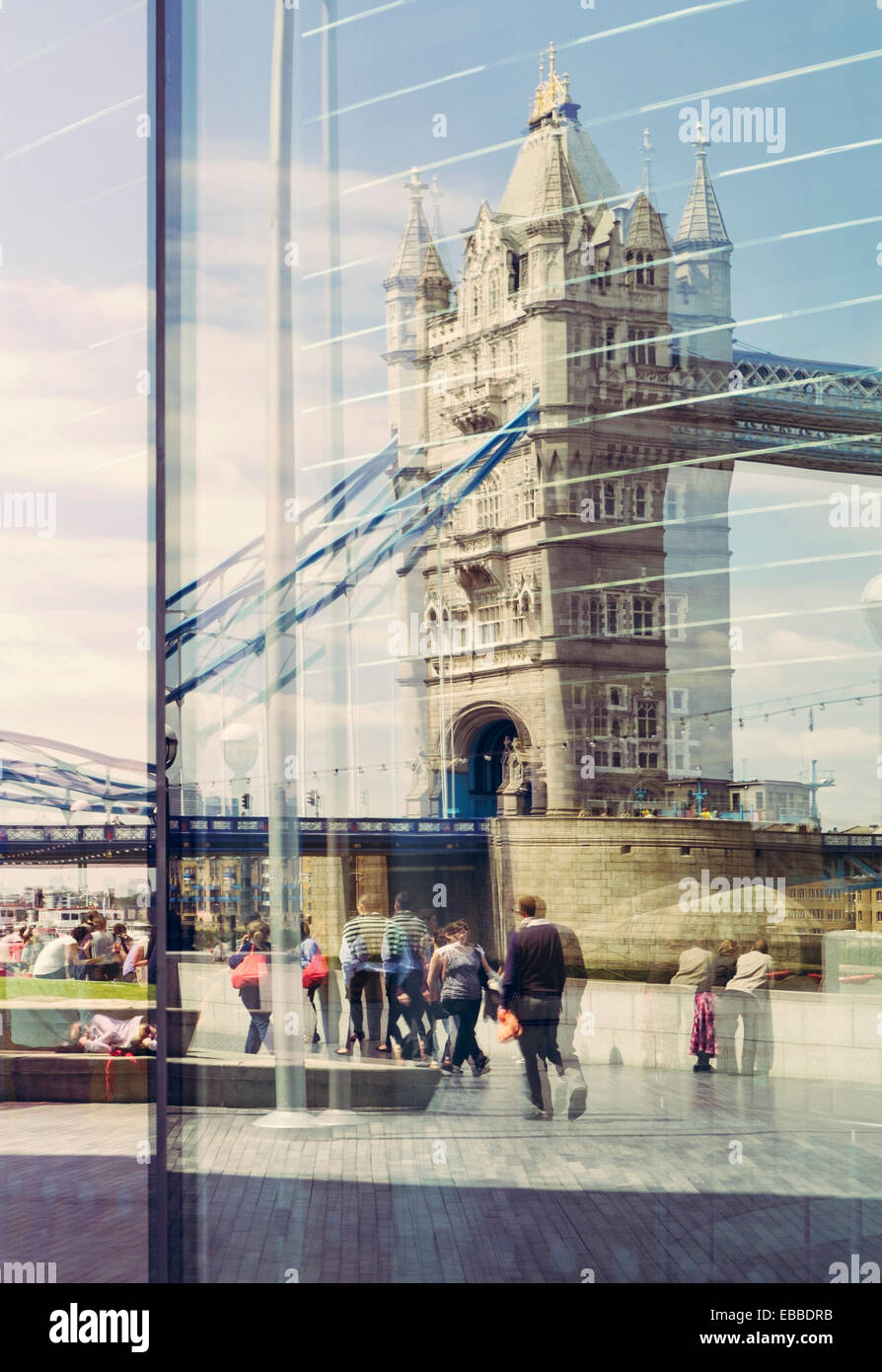 Tower bridge reflected window hi-res stock photography and images - Alamy