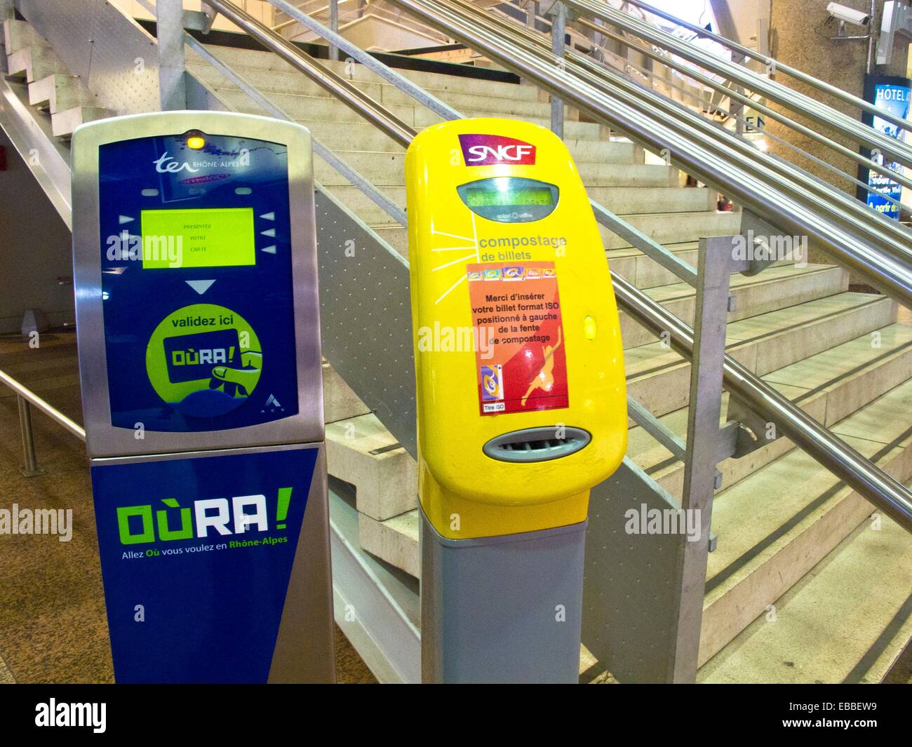 Machines to verify the ticket. Lyon, France Stock Photo - Alamy