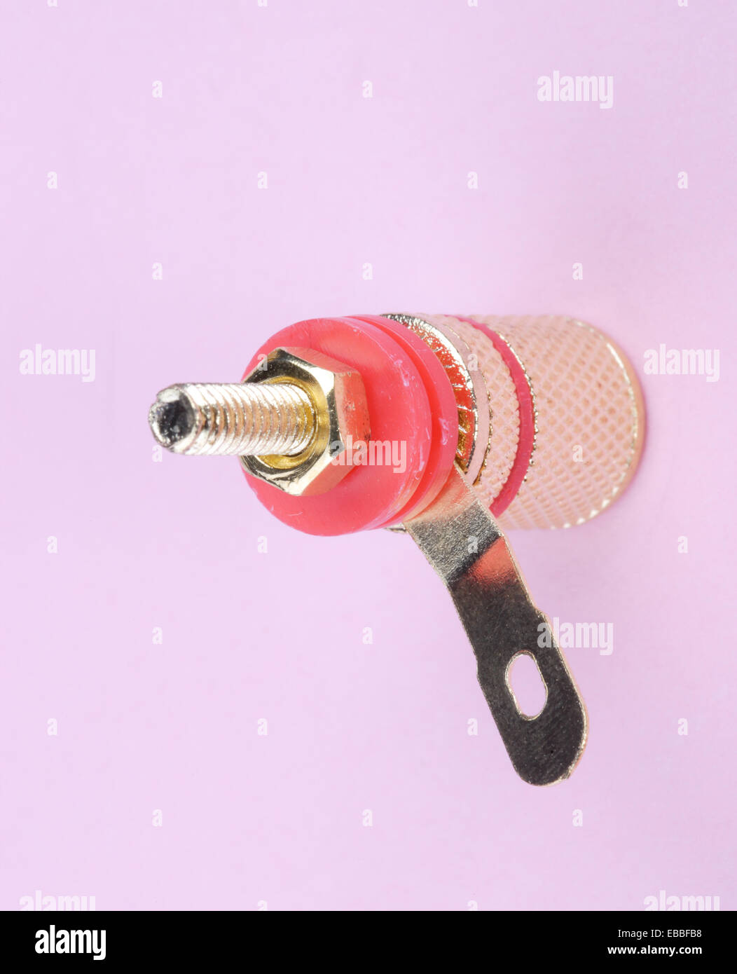 Speaker connector on pink background Stock Photo - Alamy