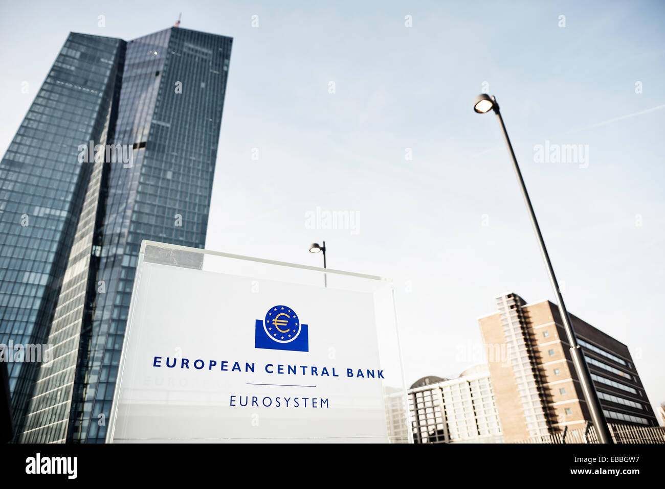 The new european central bank skyscraper building at sunset hi-res ...