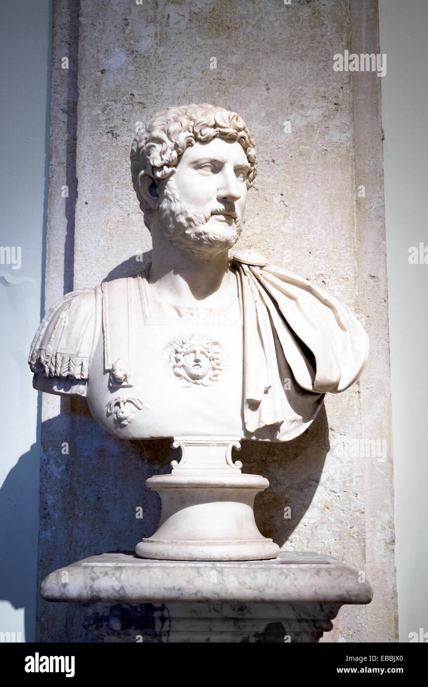 Bust of Adrian (117-138 AD) Musei Capitolini - Rome, Italy Stock Photo ...