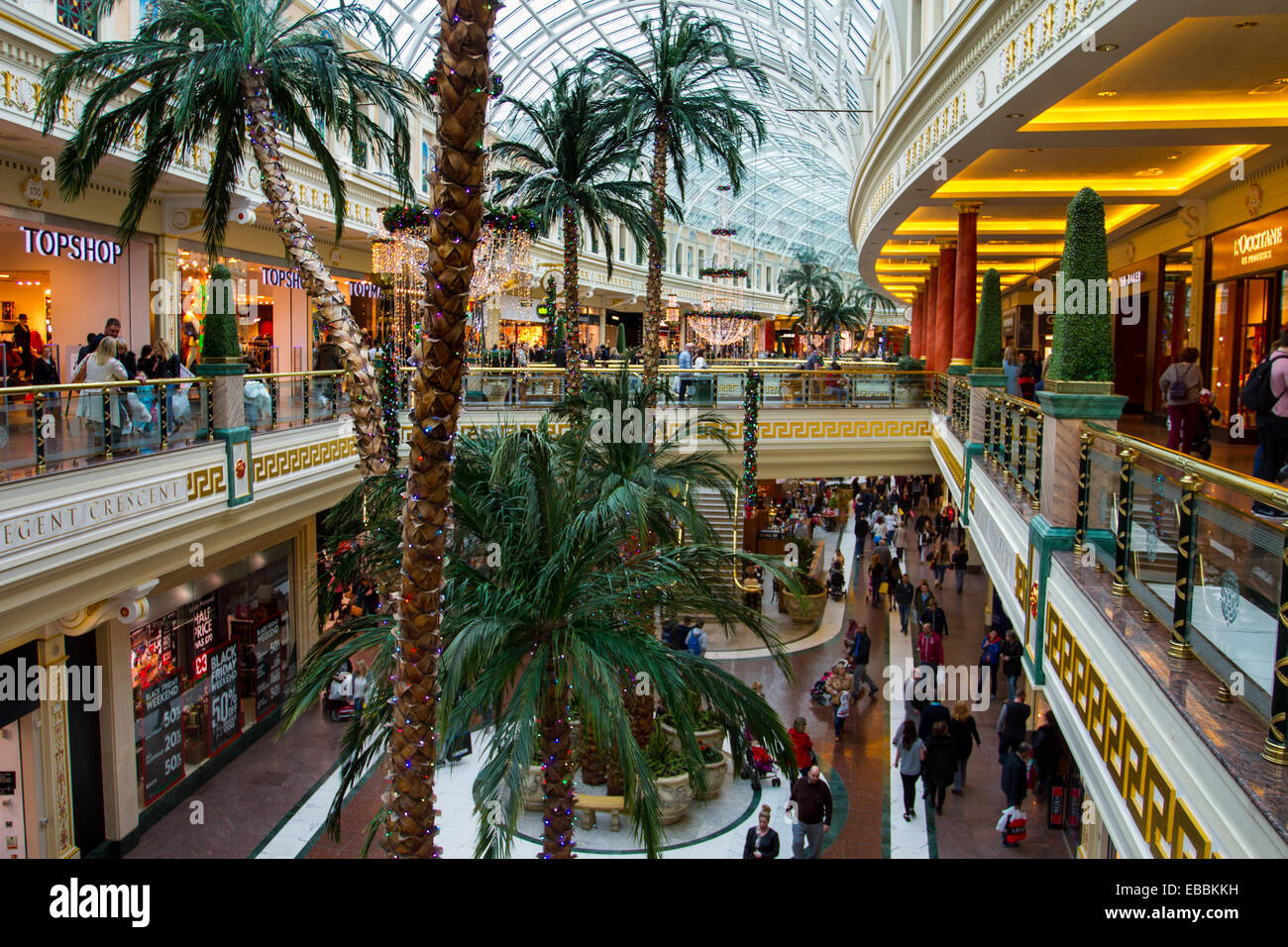 Trafford Centre shopping centre in Manchester. Domed atria at the ...