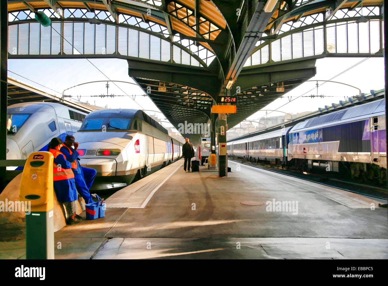 SNCF Paris Railroad High Speed Trains at the Paris Est Station (Gare ...