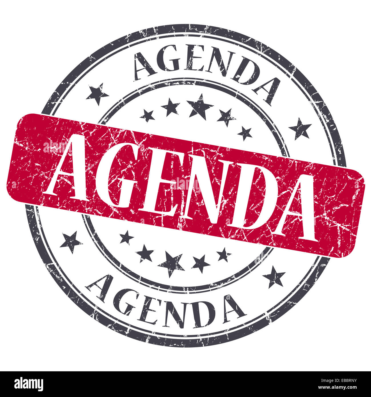 Agenda red grunge textured vintage isolated stamp Stock Photo - Alamy