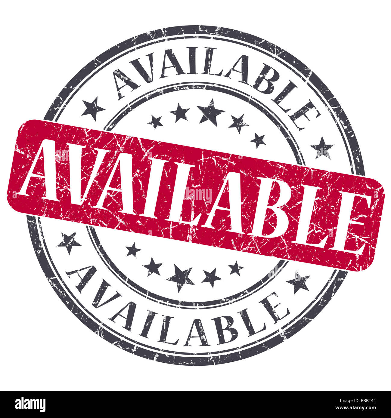 Available red round grungy stamp isolated on white background Stock ...