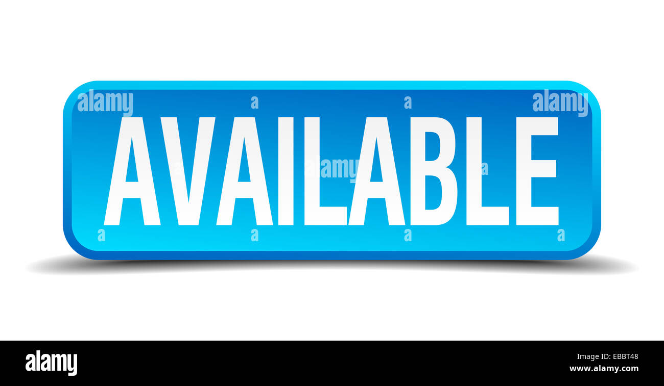 available blue 3d realistic square isolated button Stock Photo - Alamy