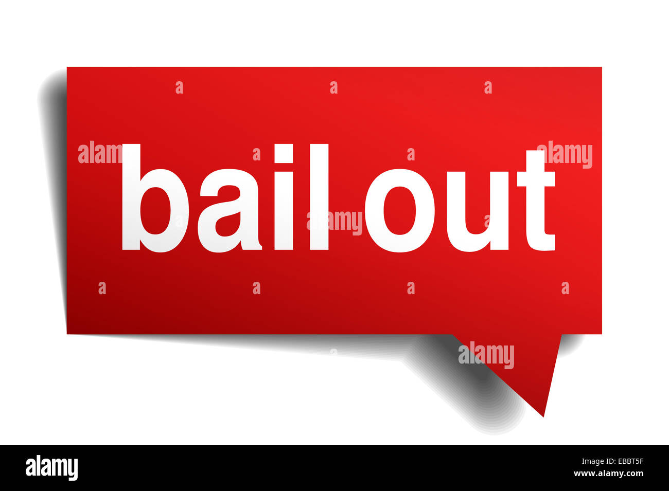 Bail out red 3d realistic paper speech bubble isolated on white Stock ...