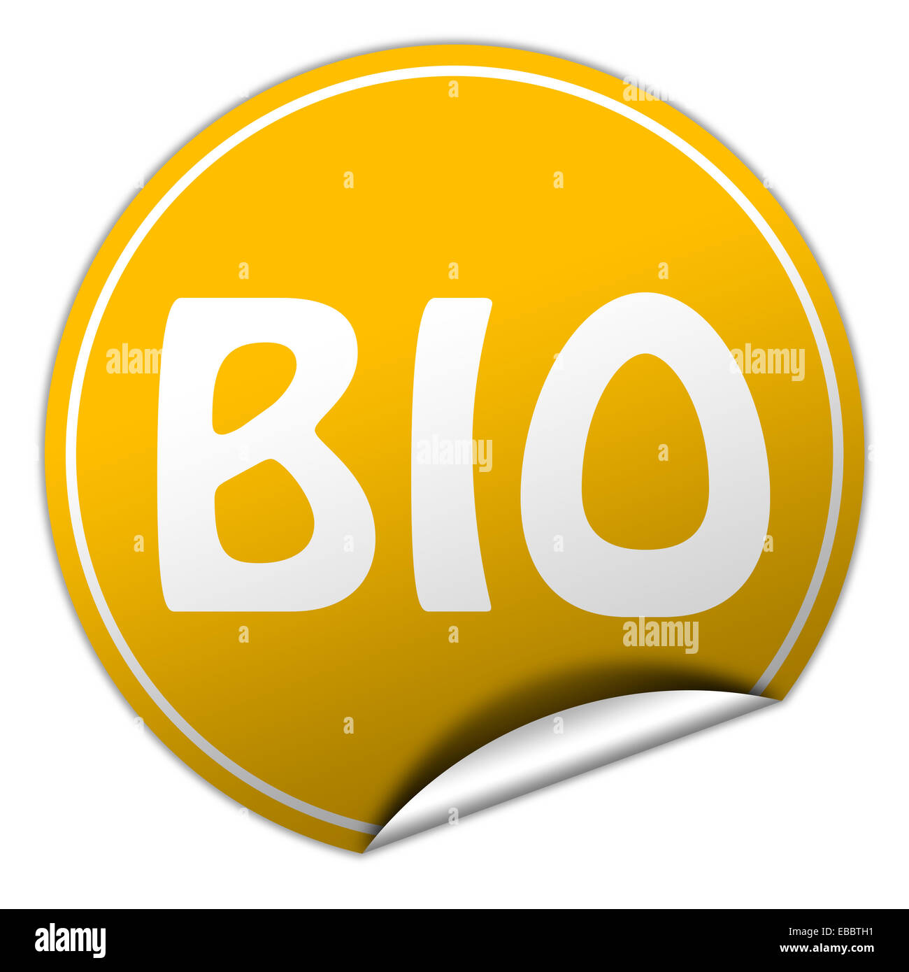 bio round yellow sticker on white background Stock Photo - Alamy