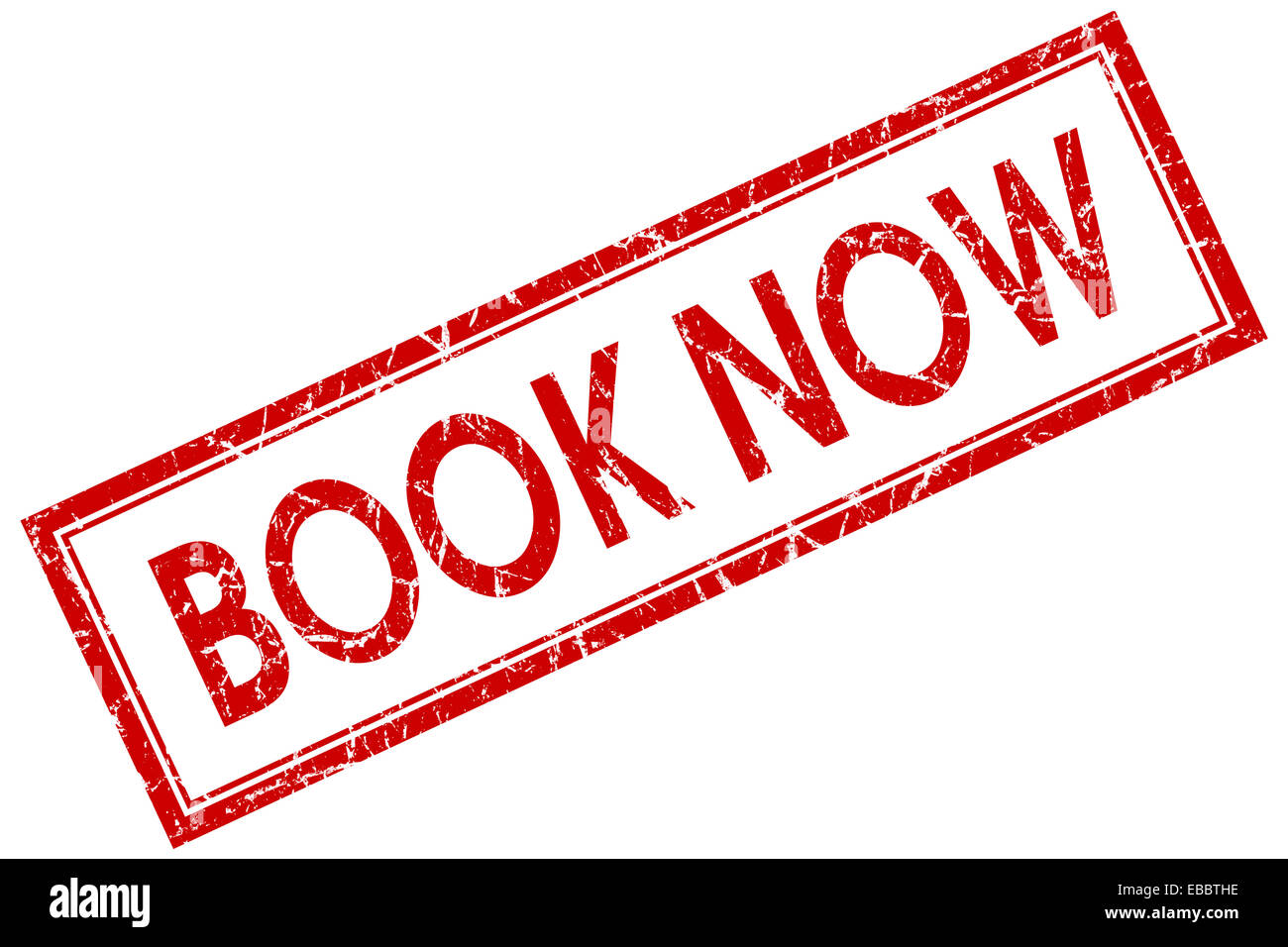 book now red square stamp isolated on white background Stock Photo - Alamy