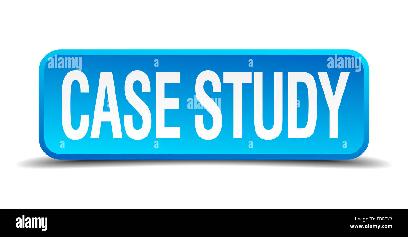 case study blue 3d realistic square isolated button Stock Photo - Alamy