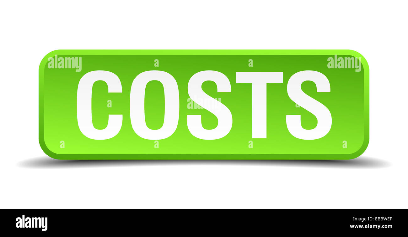 Costs green 3d realistic square isolated button Stock Photo - Alamy