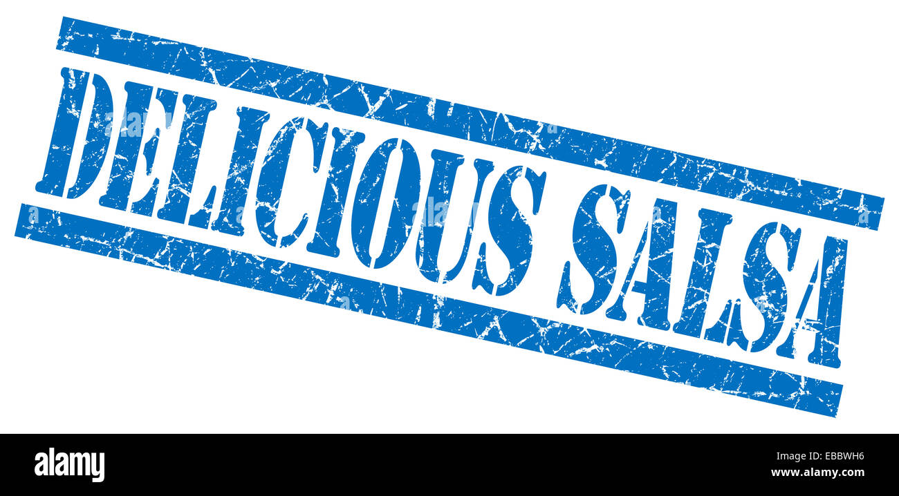 delicious salsa blue square grunge textured isolated stamp Stock Photo ...