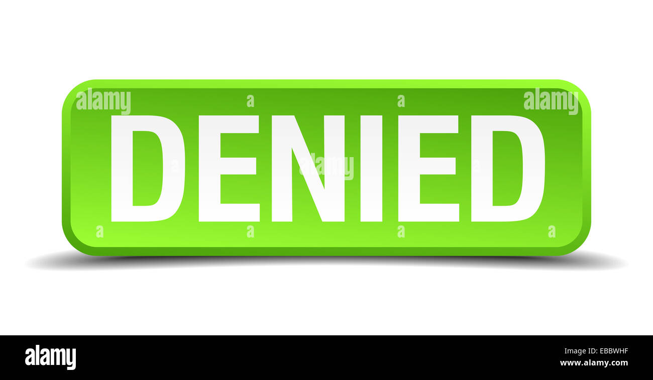 Denied green 3d realistic square isolated button Stock Photo - Alamy