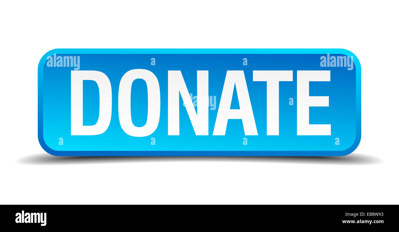 donate blue 3d realistic square isolated button Stock Photo - Alamy