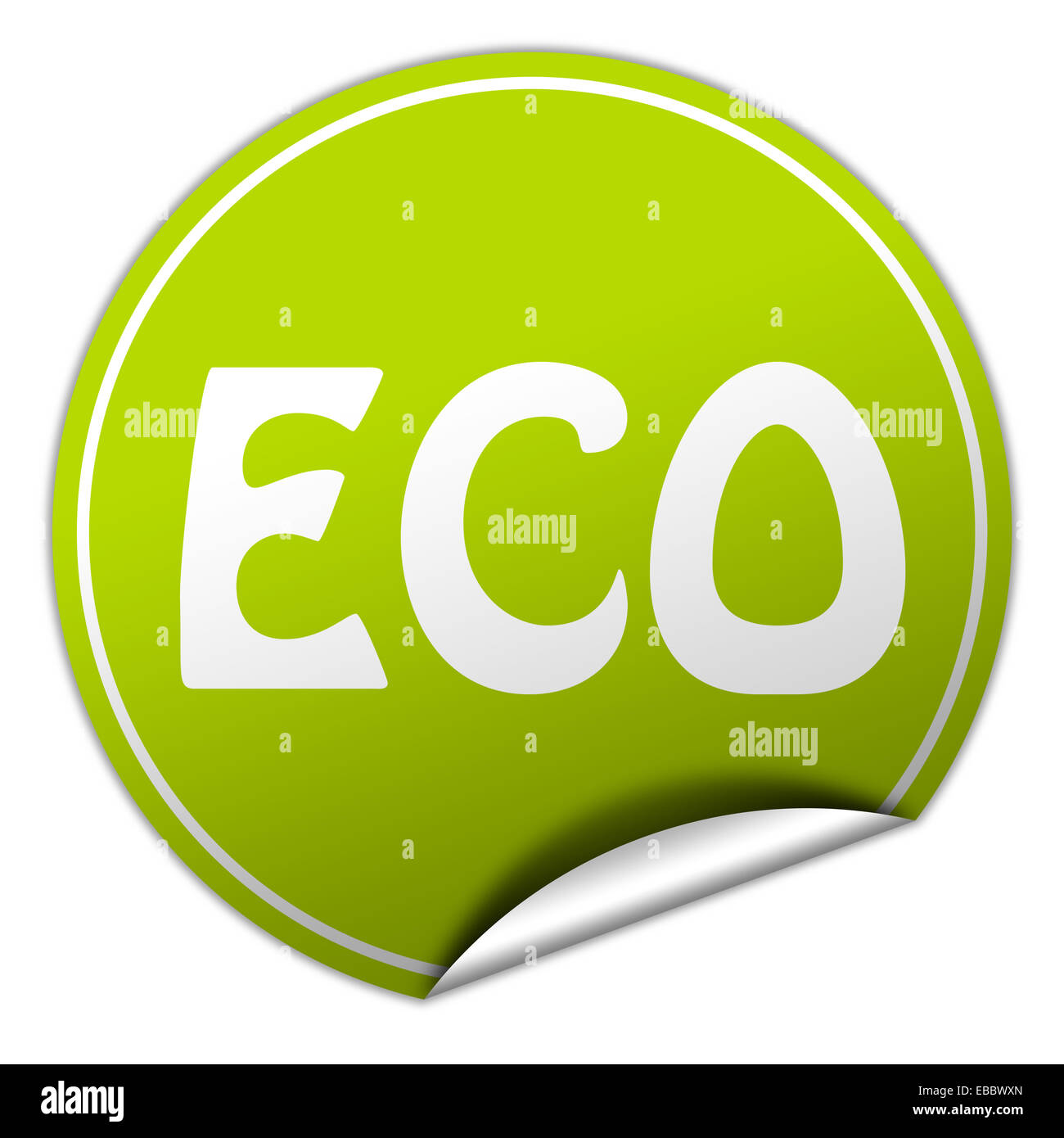 ECO round green sticker on white background Stock Photo - Alamy