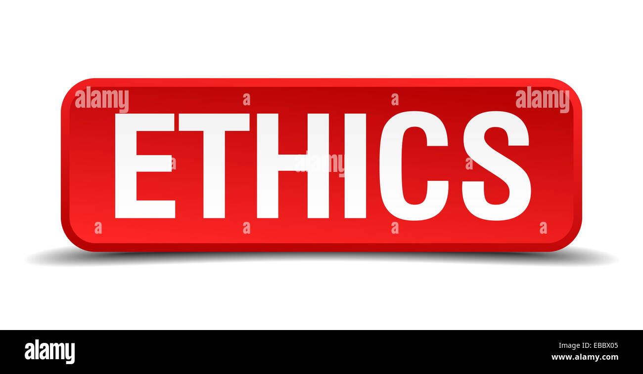 Ethics red 3d square button isolated on white background Stock Photo ...