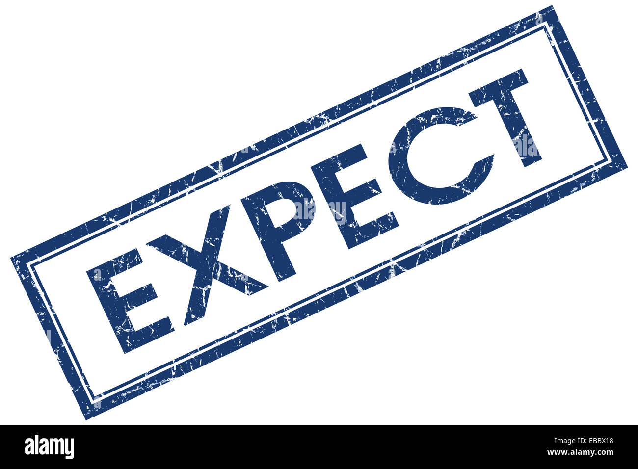Expect blue square grungy stamp isolated on white background Stock ...