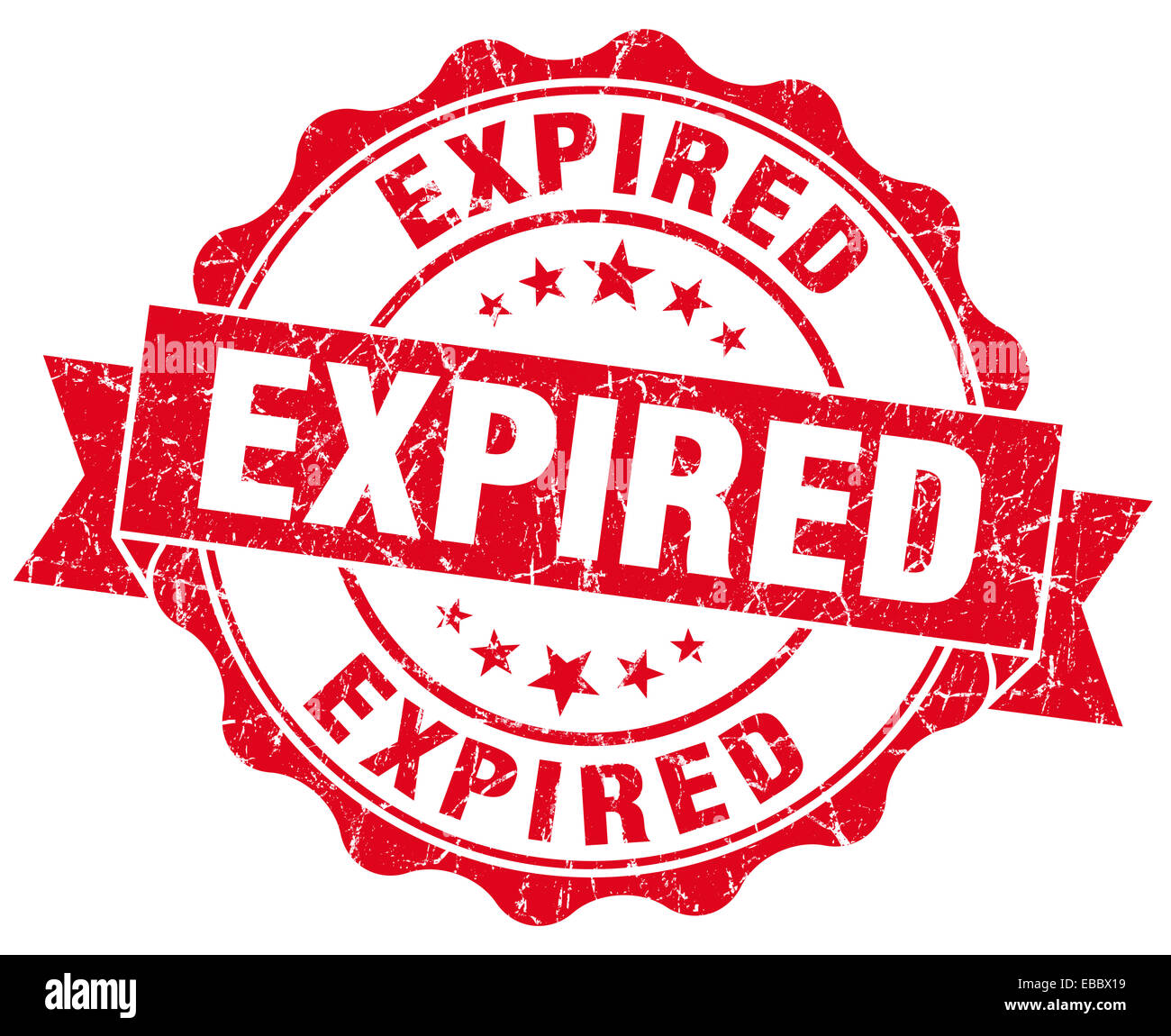 Expired red vintage seal isolated on white Stock Photo - Alamy