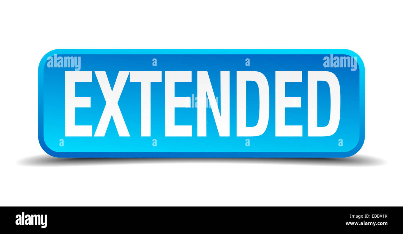 extended blue 3d realistic square isolated button Stock Photo - Alamy