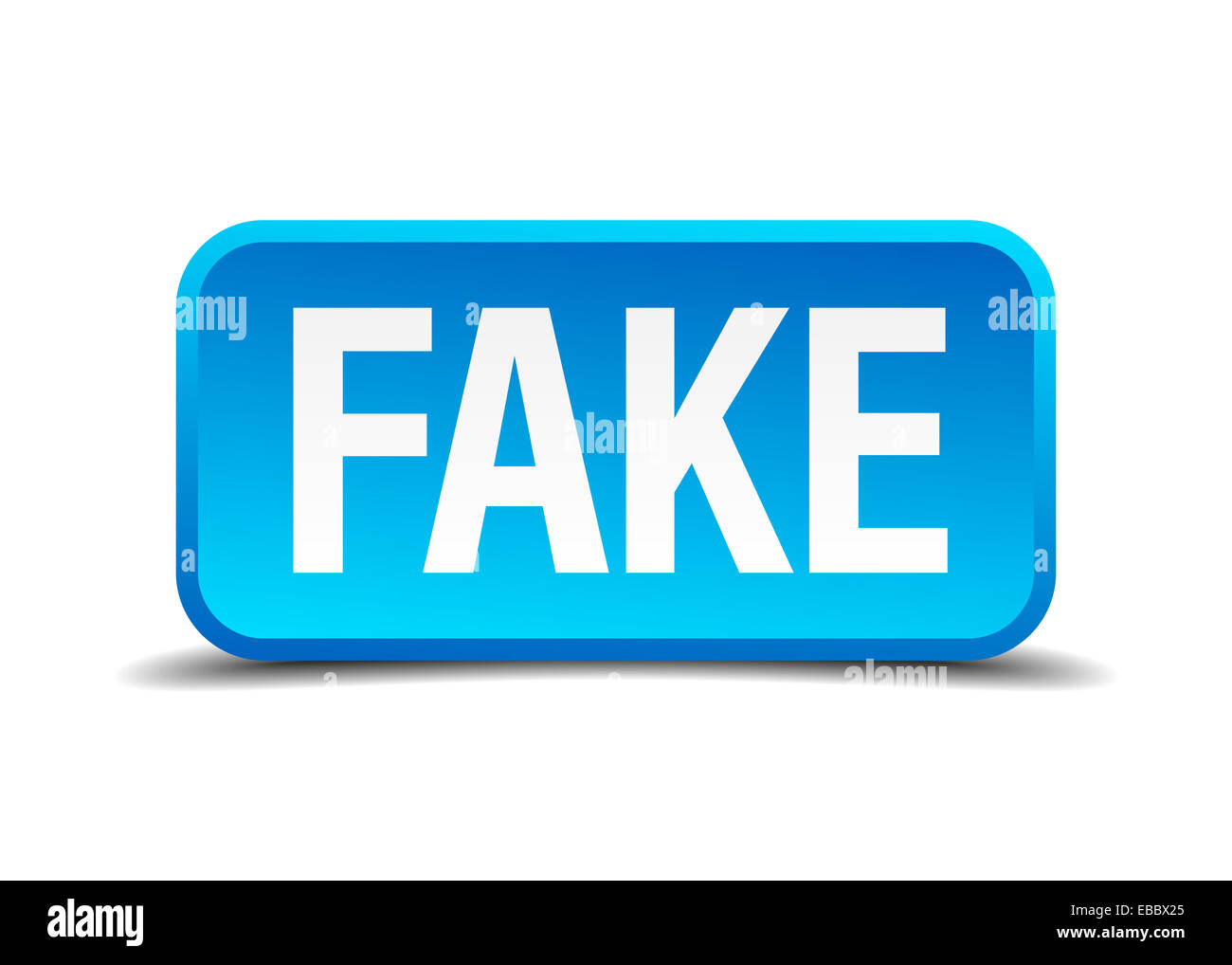 fake blue 3d realistic square isolated button Stock Photo - Alamy