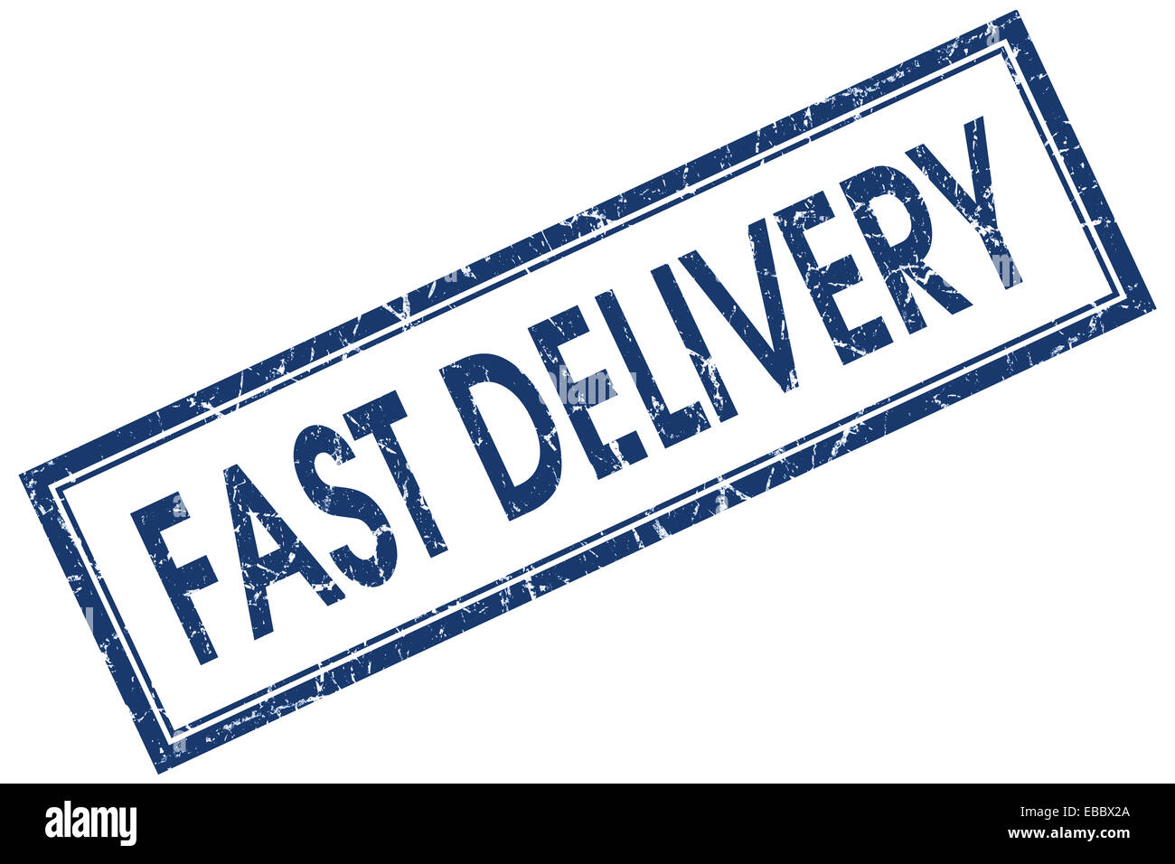 fast delivery blue square stamp isolated on white background Stock ...
