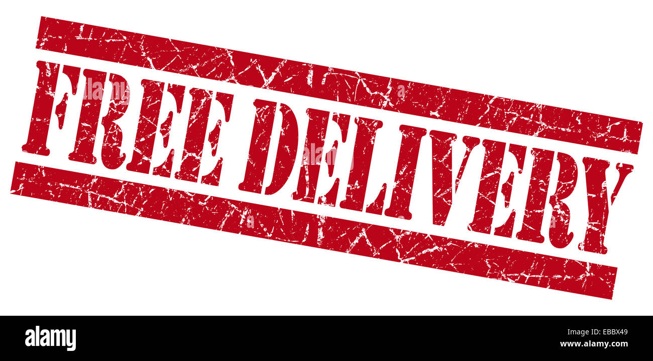 Free delivery red grunge stamp Stock Photo - Alamy