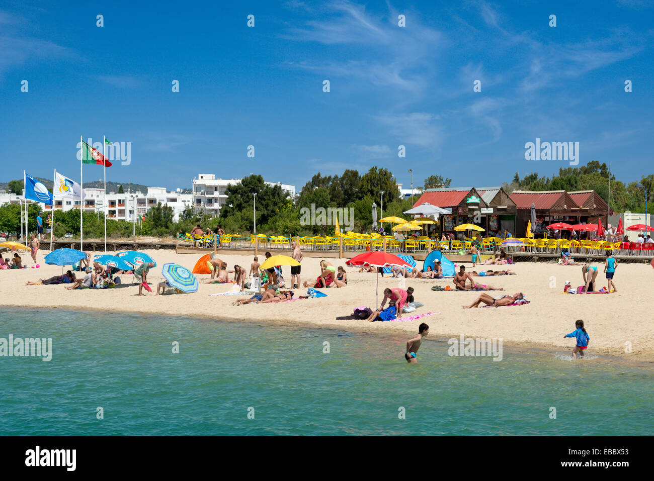 Fuseta lagoon beach in summer, Algarve Portugal Stock Photo - Alamy
