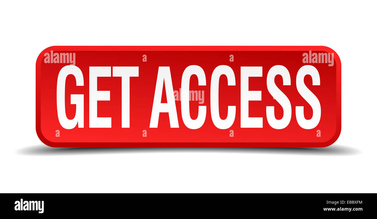 get access red 3d square button on white background Stock Photo - Alamy