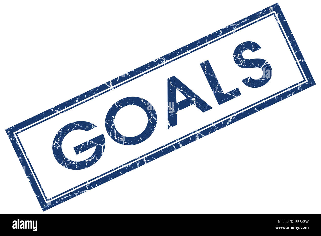 Goals blue square grungy stamp isolated on white background Stock Photo ...