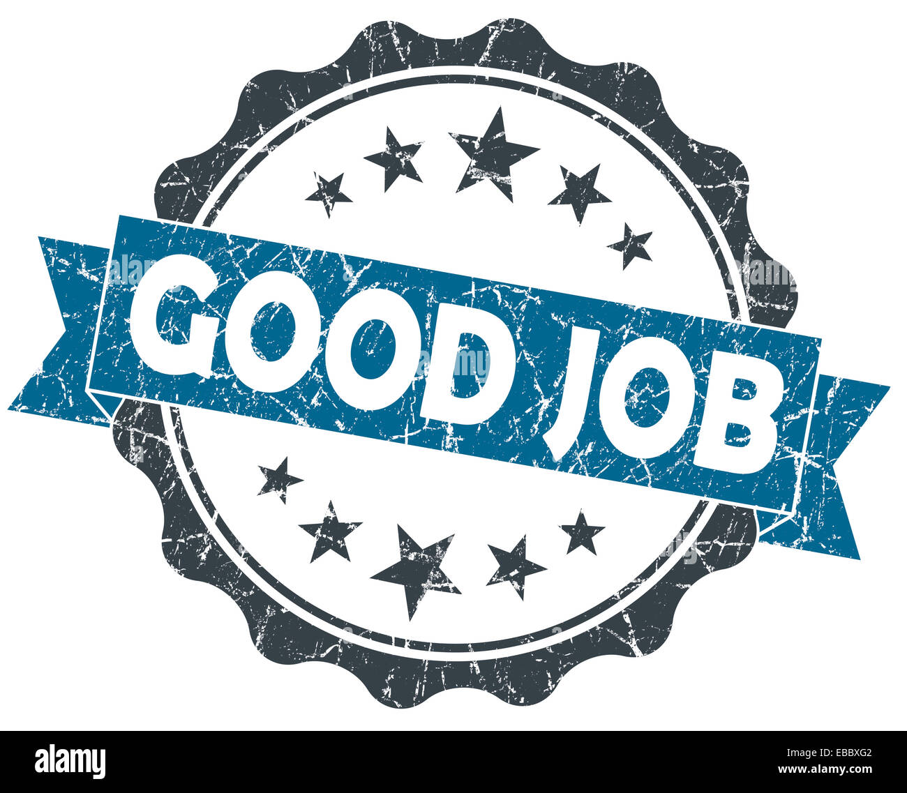 Good JOB blue grunge vintage seal isolated on white Stock Photo - Alamy